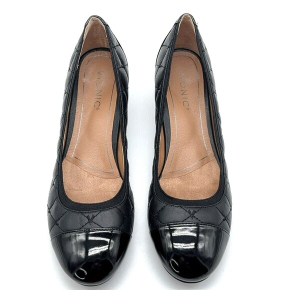 Vionic | Shoes | Vionic Quilted Leather Pumps Shoes Block Heel Black ...
